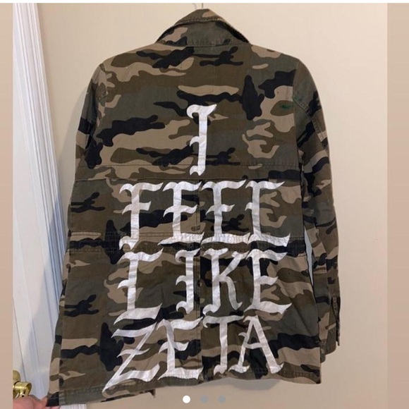 Jackets & Coats | Zeta Tau Alpha Zta Delta Zeta Dz Camo Handpainted ...